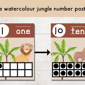 Cute Watercolour Jungle Animal Number Poster | Classroom Poster ...