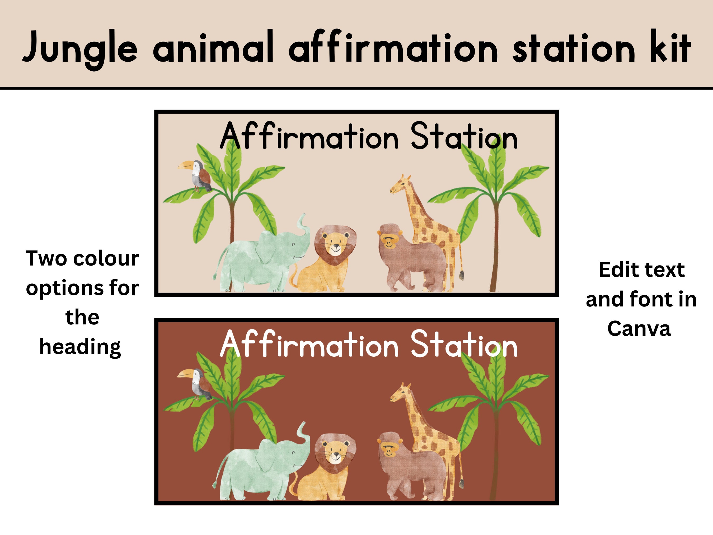 Affirmation Station Classroom Decor Neutral Classroom Jungle Classroom ...