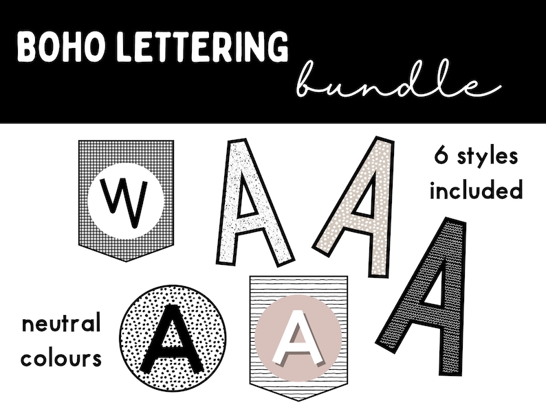 Bulletin Board Lettering Set | Lettering Bundle | Boho Lettering | Boho ...