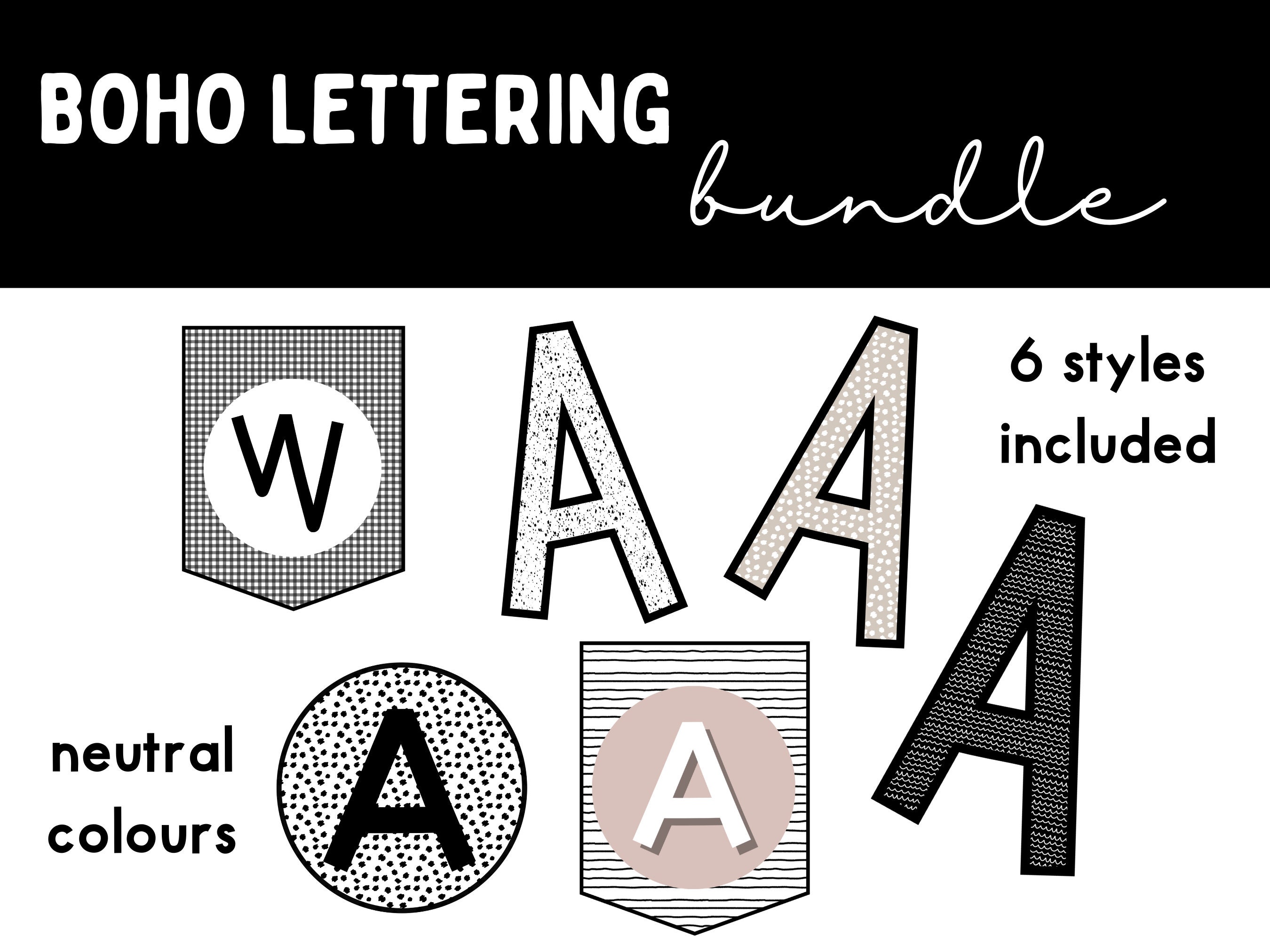 Bulletin Board Lettering Set | Lettering Bundle | Boho Lettering | Boho ...