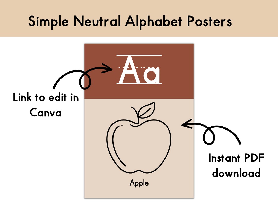 Classroom Alphabet Posters | Neutral Classroom | Simple Minimal Design ...
