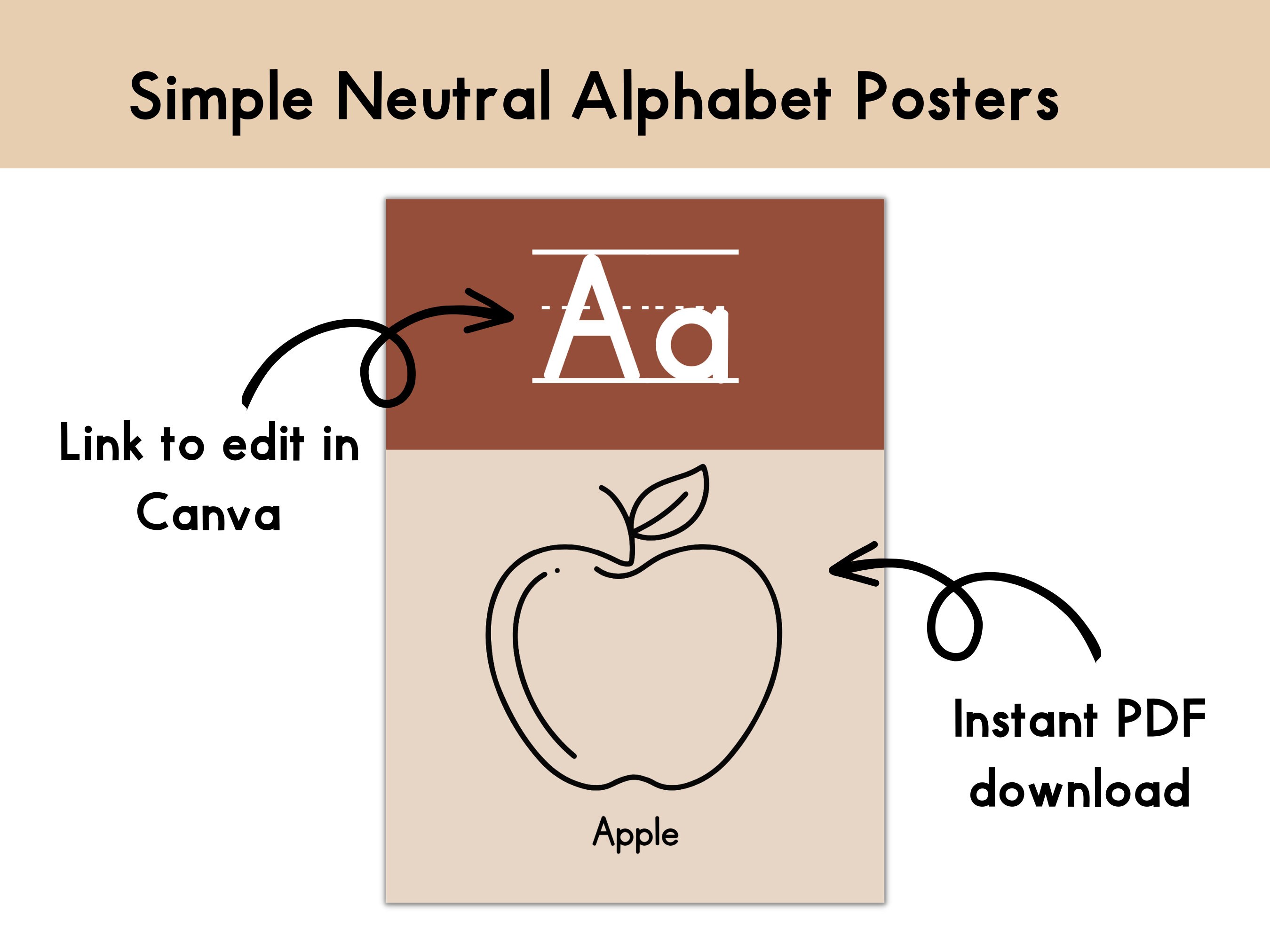 Classroom Alphabet Posters Neutral Classroom Simple Minimal Design ...
