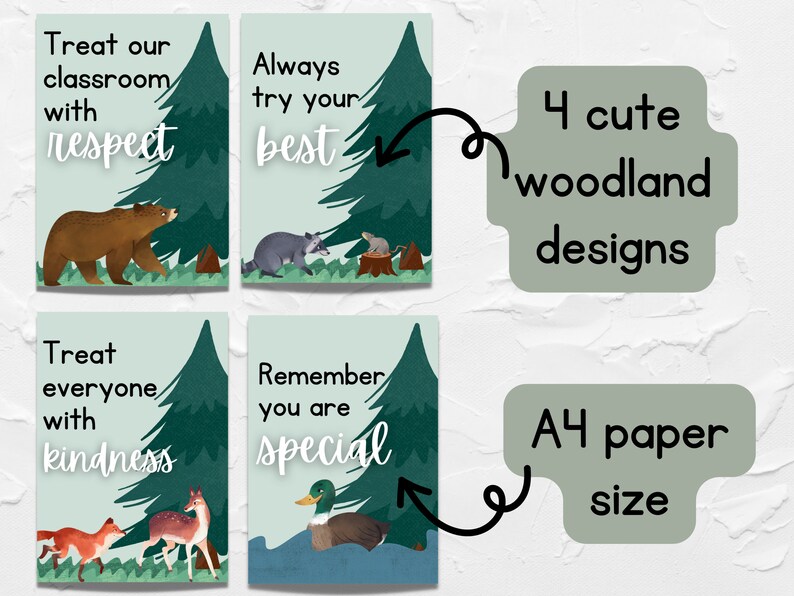 CLASSROOM POSTERS EDITABLE | Classroom Decor | Woodland Decor ...