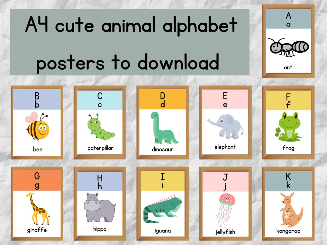 ALPHABET POSTERS Cute Animals - Etsy