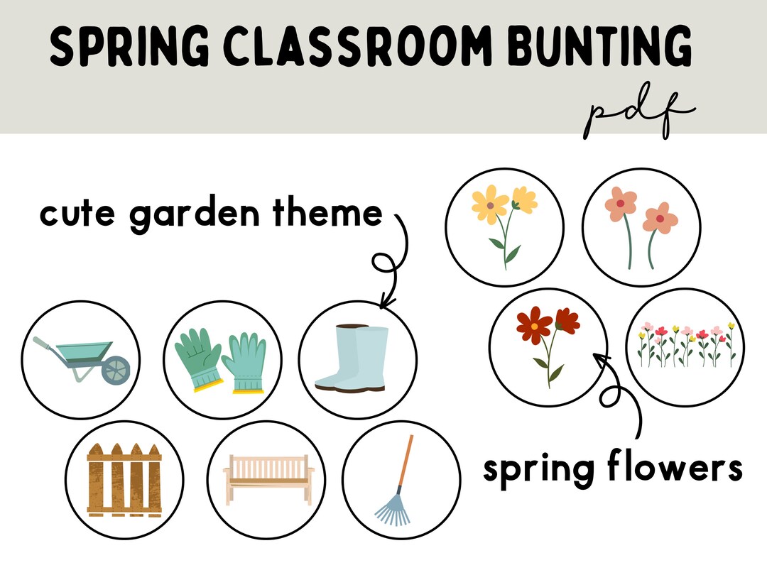 Spring Classroom Bunting Garden Theme Spring Flowers Classroom Decor ...