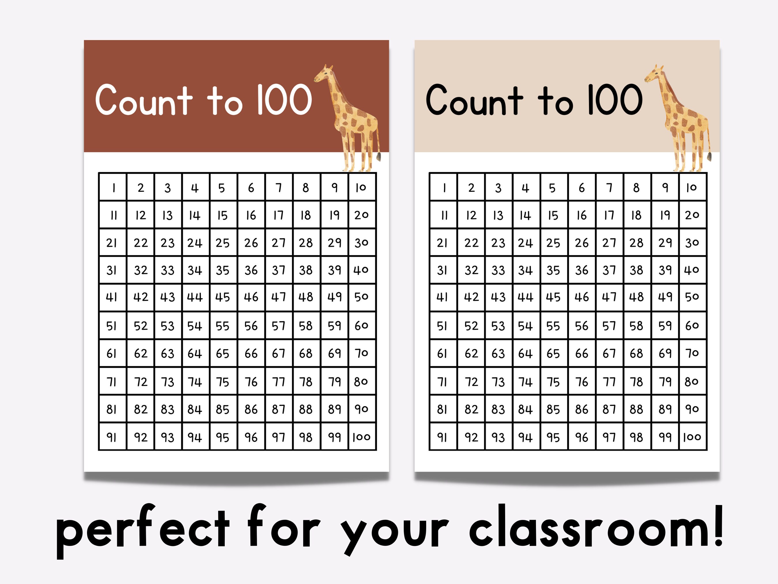 Count to 100 Number Chart Number Poster Classroom Poster Classroom ...
