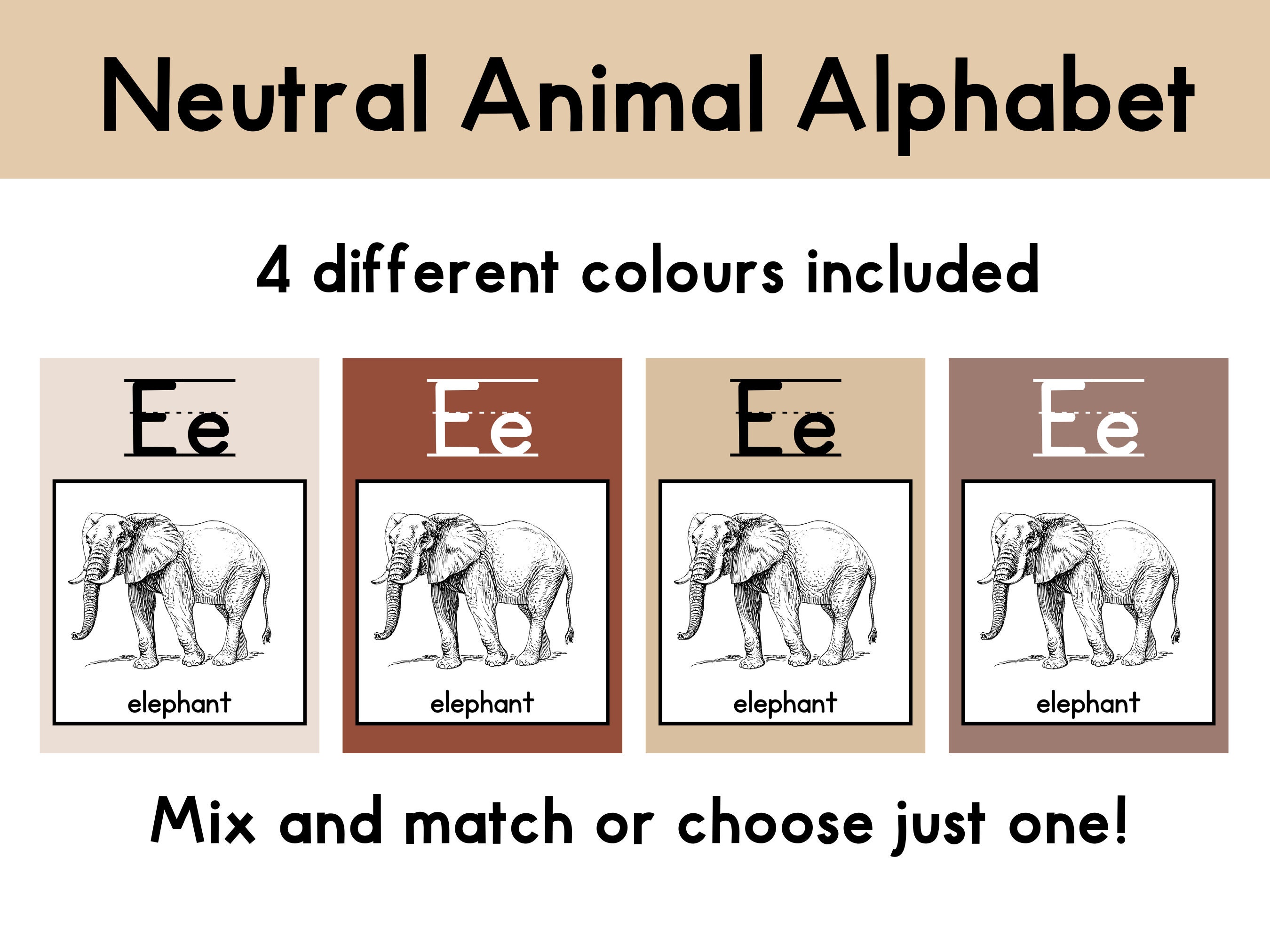 Animal Alphabet Posters Neutral Classroom Decor Calming Classroom Early ...