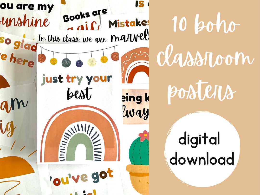 Boho Classroom Poster Printables - Etsy UK