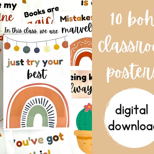 Boho Classroom Poster Printables - Etsy UK