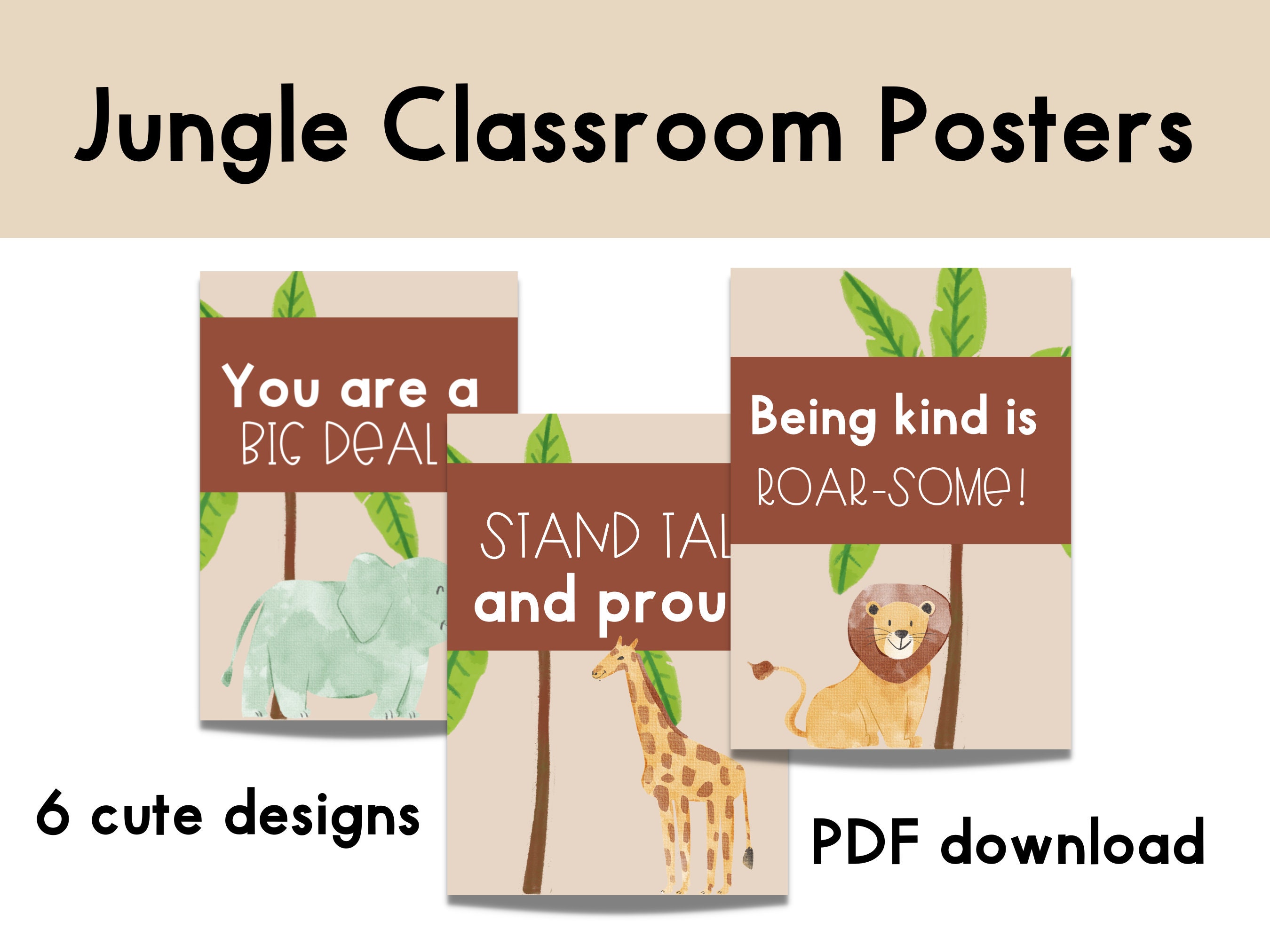 Motivational Classroom Posters | Neutral Classroom | Jungle Animal ...
