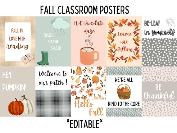 Fall Classroom Decor Posters Autumn Classroom Halloween - Etsy