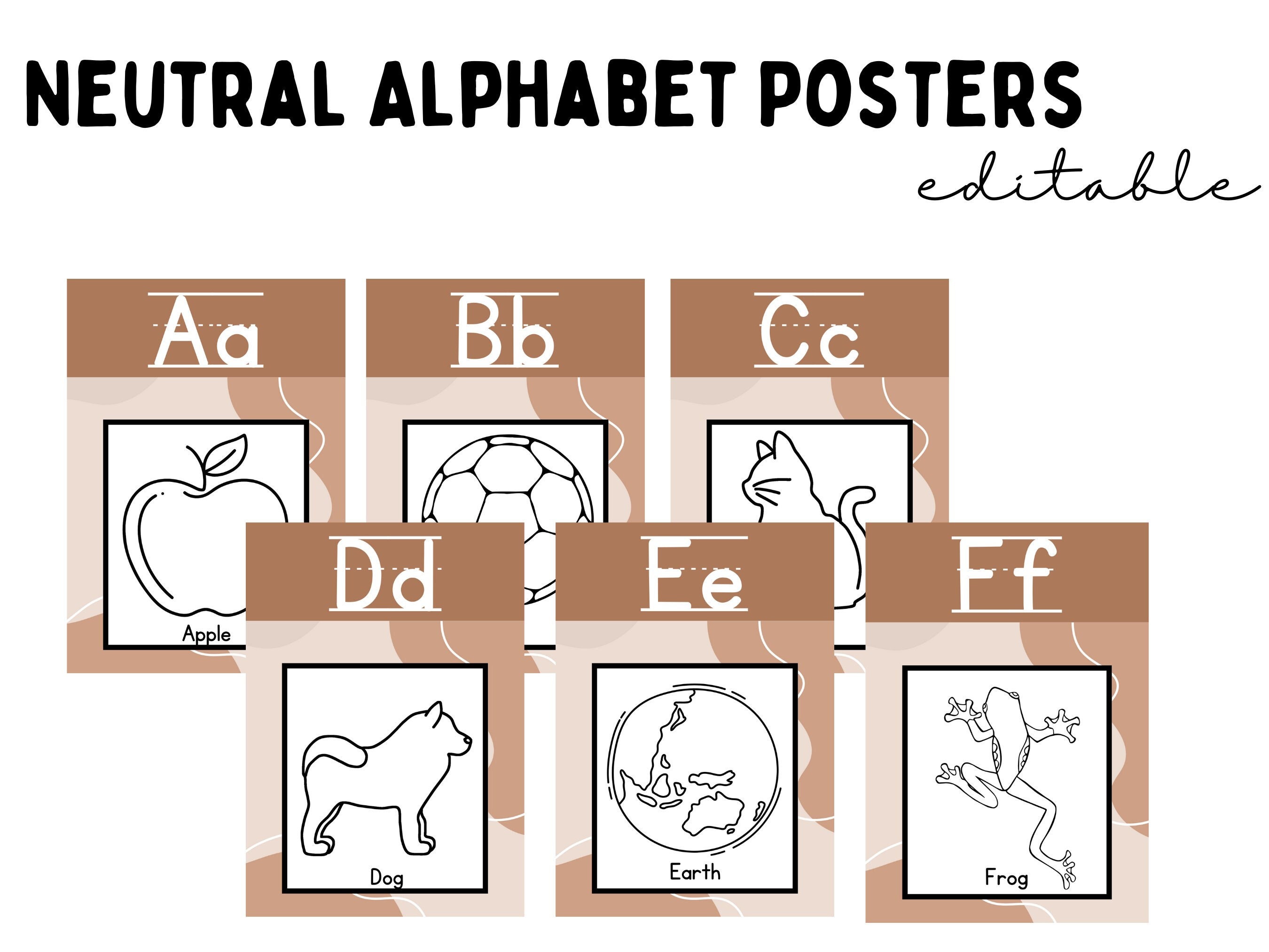 Alphabet Posters EDITABLE | Neutral Classroom Decor | Classroom Posters ...