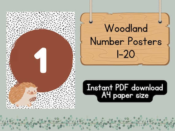 WOODLAND NUMBERS 1-20 Nature and Woodland Themed Classroom | Etsy
