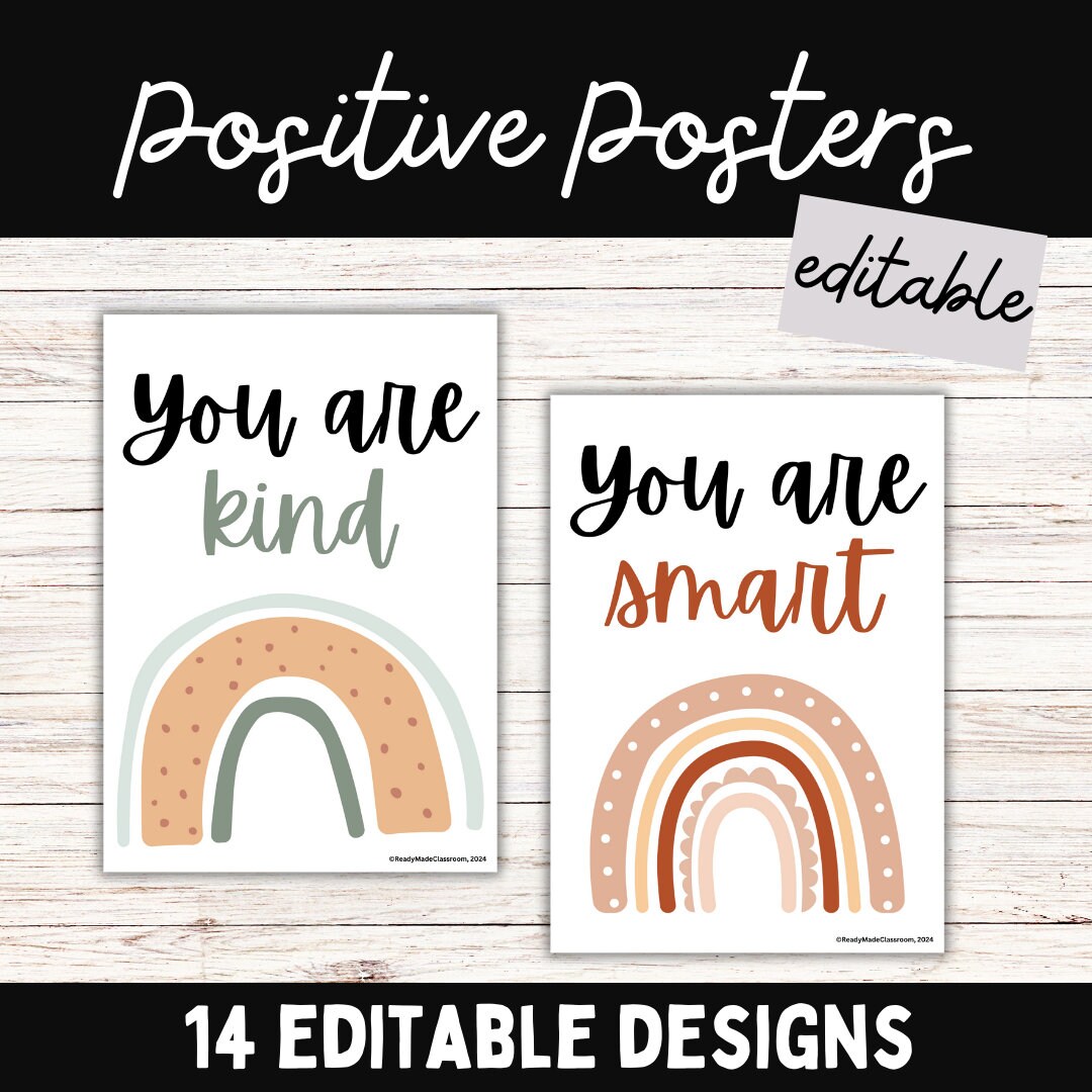 Positive Affirmation Posters EDITABLE | Motivational Classroom Posters ...