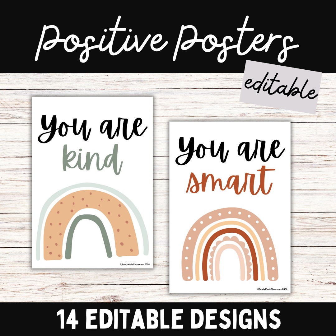 Positive Affirmation Posters EDITABLE | Motivational Classroom Posters ...