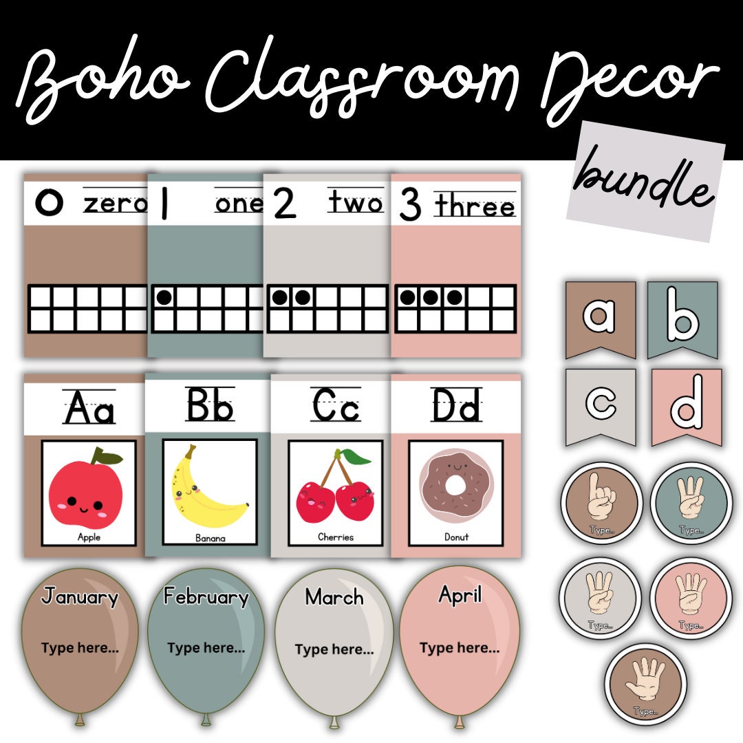 Classroom Decor BUNDLE | Boho Classroom Decor | Classroom Display ...
