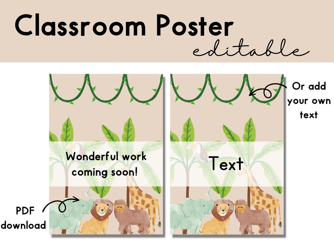 Classroom Poster | Neutral Classroom | Jungle Animal Classroom Decor ...