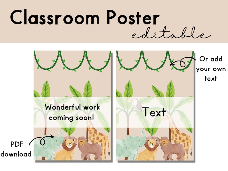Classroom Poster | Neutral Classroom | Jungle Animal Classroom Decor ...