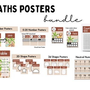 Maths Poster Bundle | Neutral Classroom Decor | Animal Classroom ...