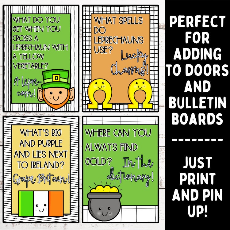 St Patrick's Day Joke Posters | March Bulletin Board | March Classroom ...