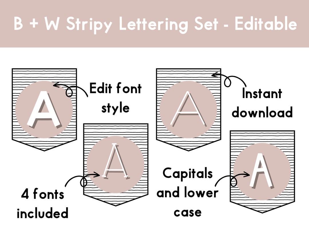 Bulletin Board Lettering | Stripy Lettering | Classroom Decor ...