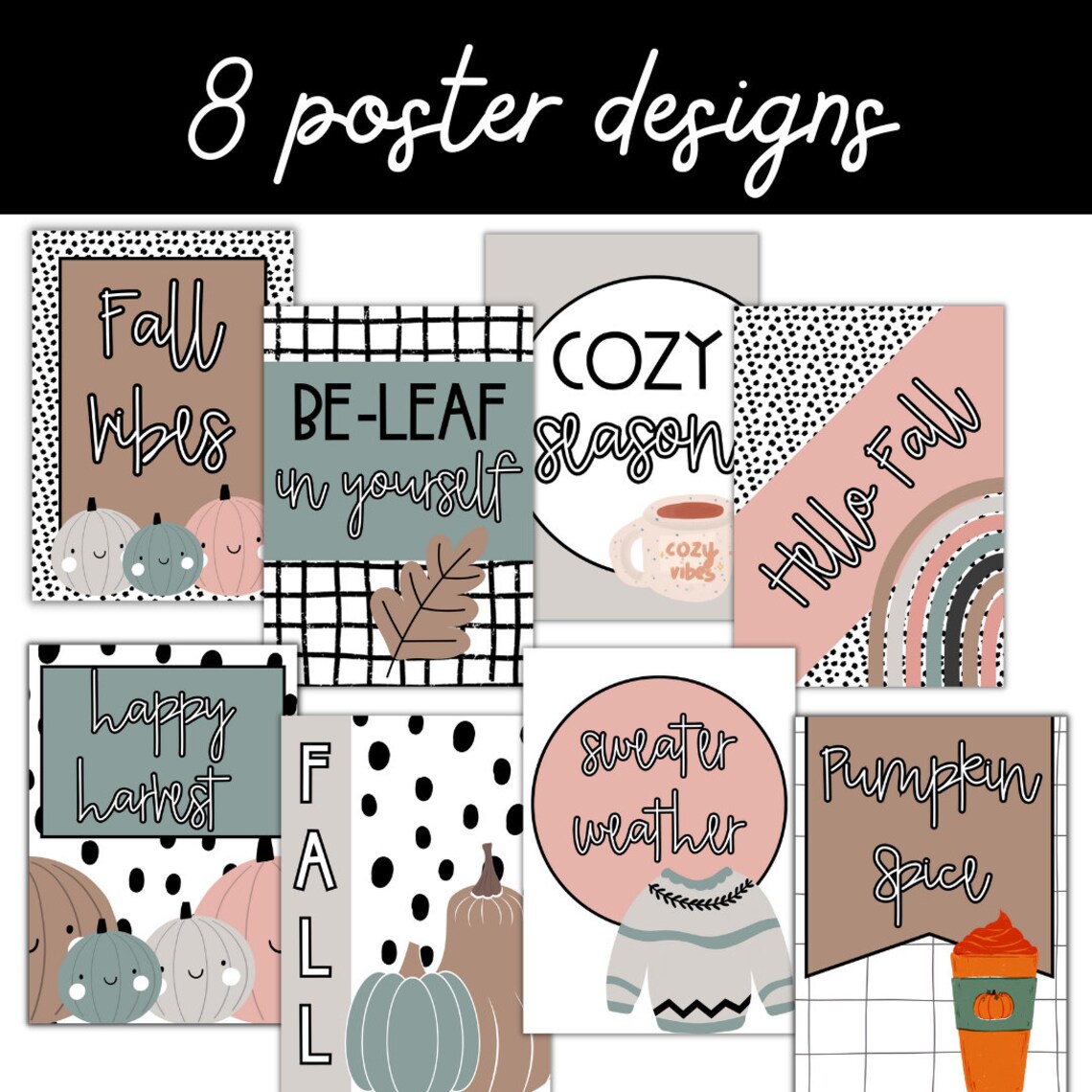 Boho Fall Classroom Posters Fall Bulletin Board Fall Classroom Display ...