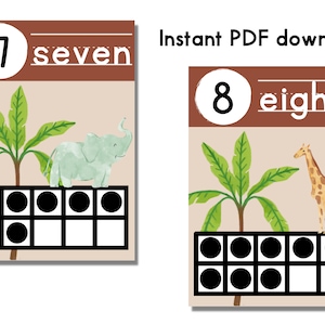 Cute Watercolour Jungle Animal Number Poster | Classroom Poster ...