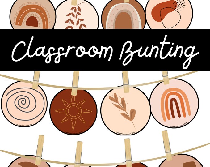 Boho Neutrals Classroom Decor | Bunting | Banner | Bulletin Board ...