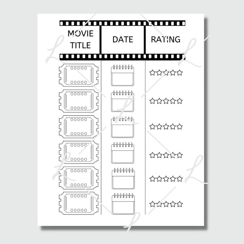 Printable Movie Watch List Movie Tracker Template Movie - Etsy