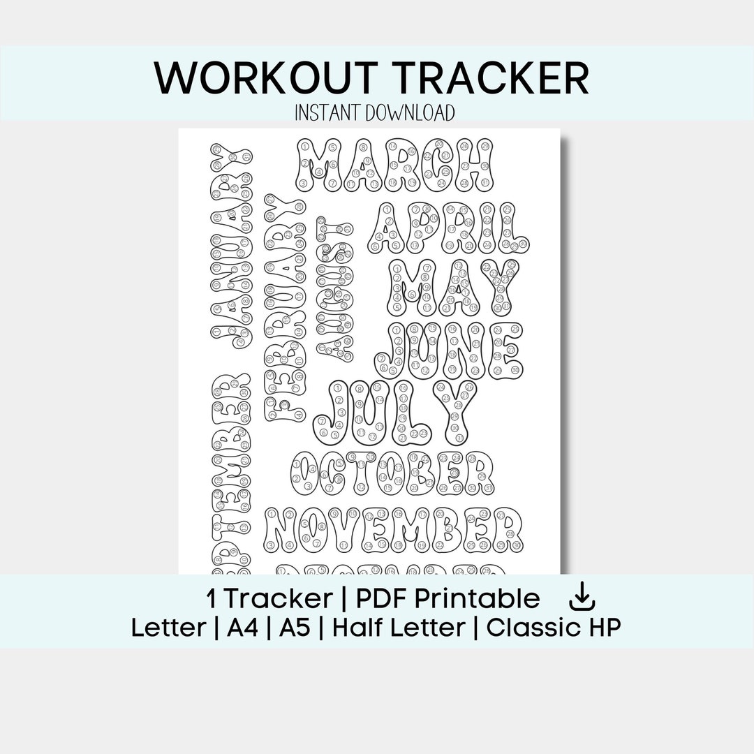 Printable Workout Tracker Habit Tracker Daily Fitness Planner Weight ...