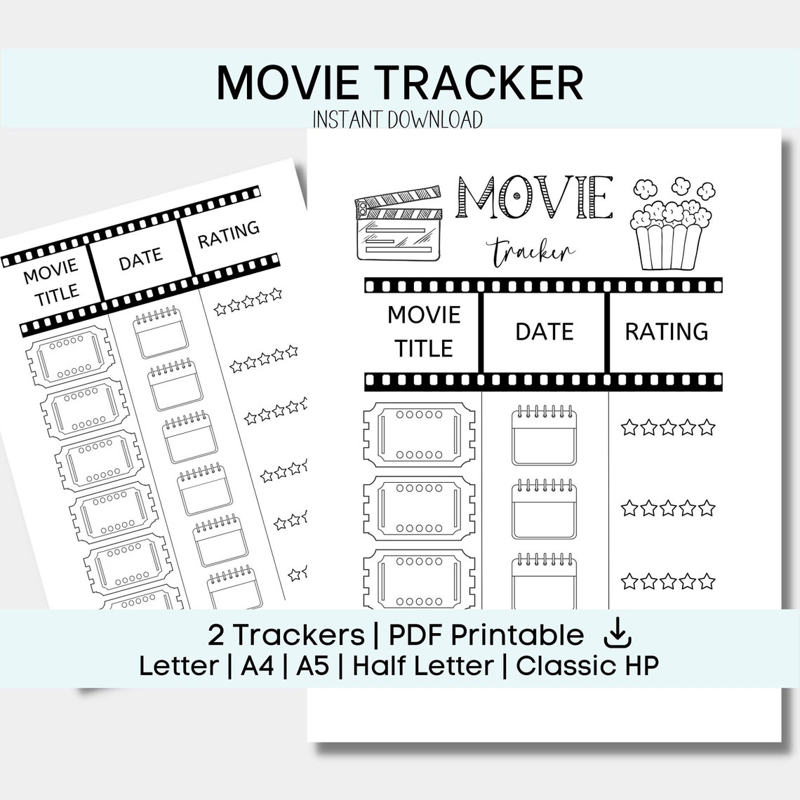 Printable Movie Watch List Movie Tracker Template Movie - Etsy