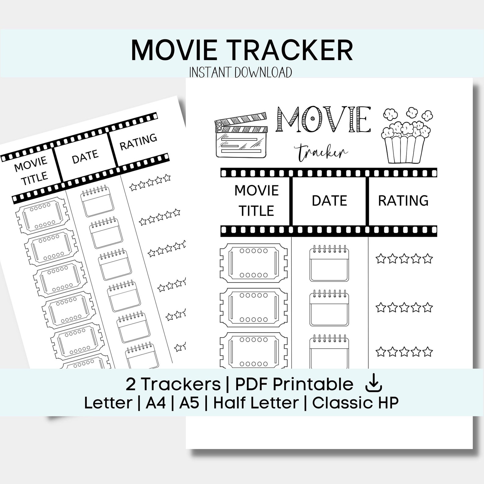 Printable Movie Watch List Movie Tracker Template Movie - Etsy