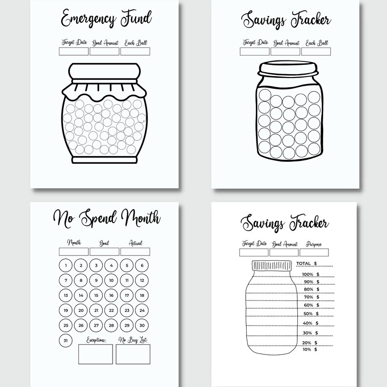 20 Pages Printable Savings Challenge Bundle Money Savings Tracker No ...