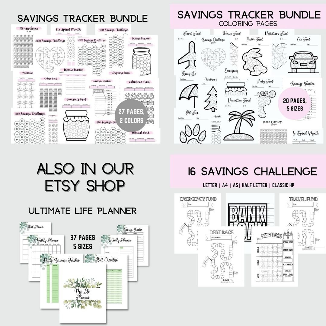 27 Page Printable Savings Challenge Bundle Money Savings | Etsy