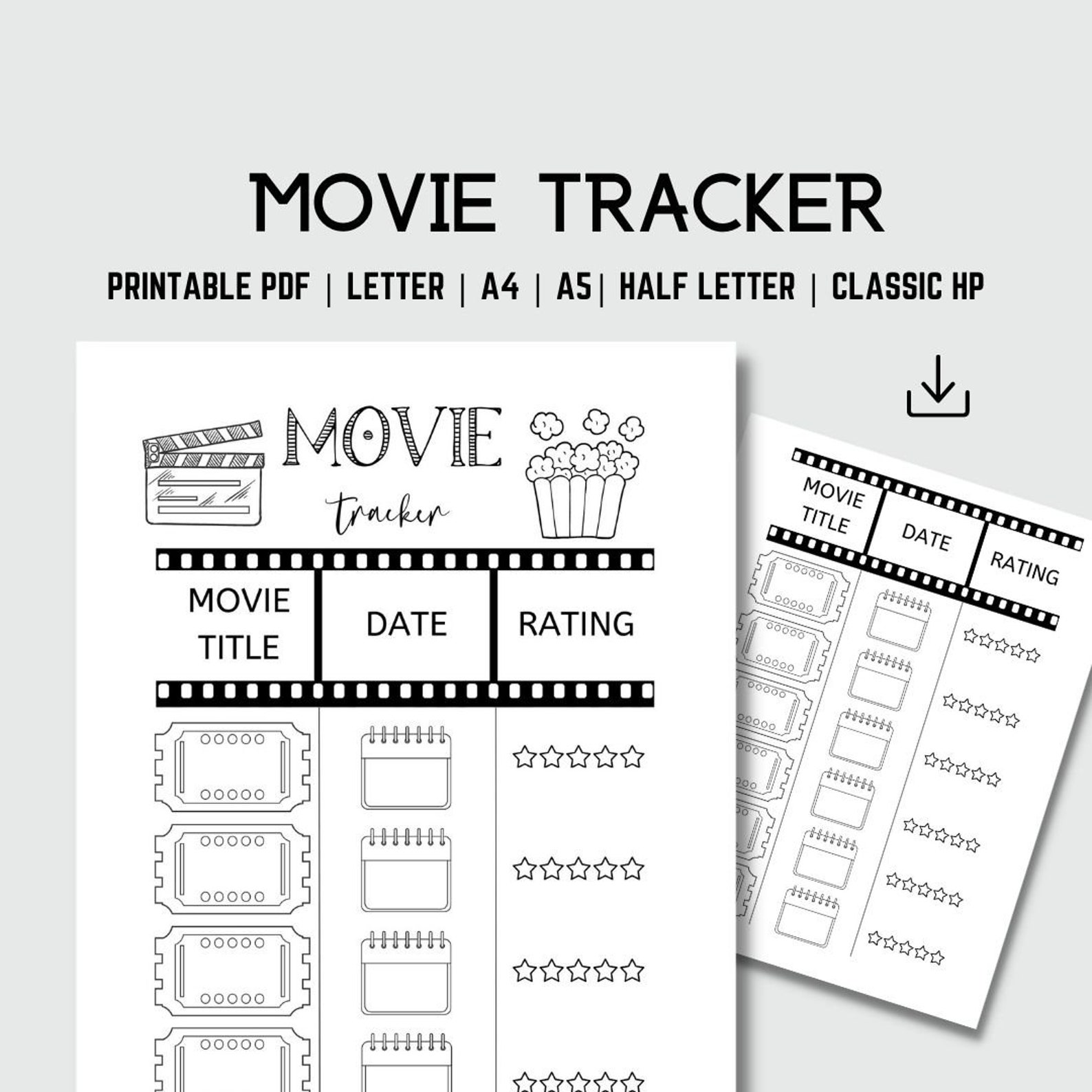 Printable Movie Watch List Movie Tracker Template Movie - Etsy