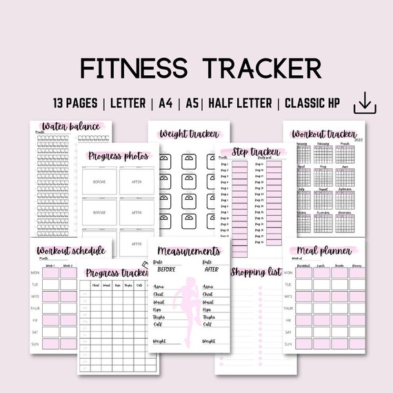 Printable Fitness Tracker Template Bundle Wellness Journal - Etsy