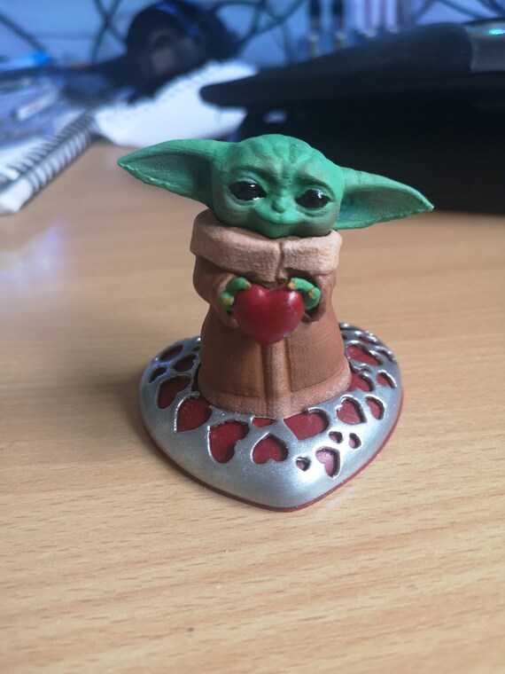 Grogu Inspired Holding Heart Figure | Etsy