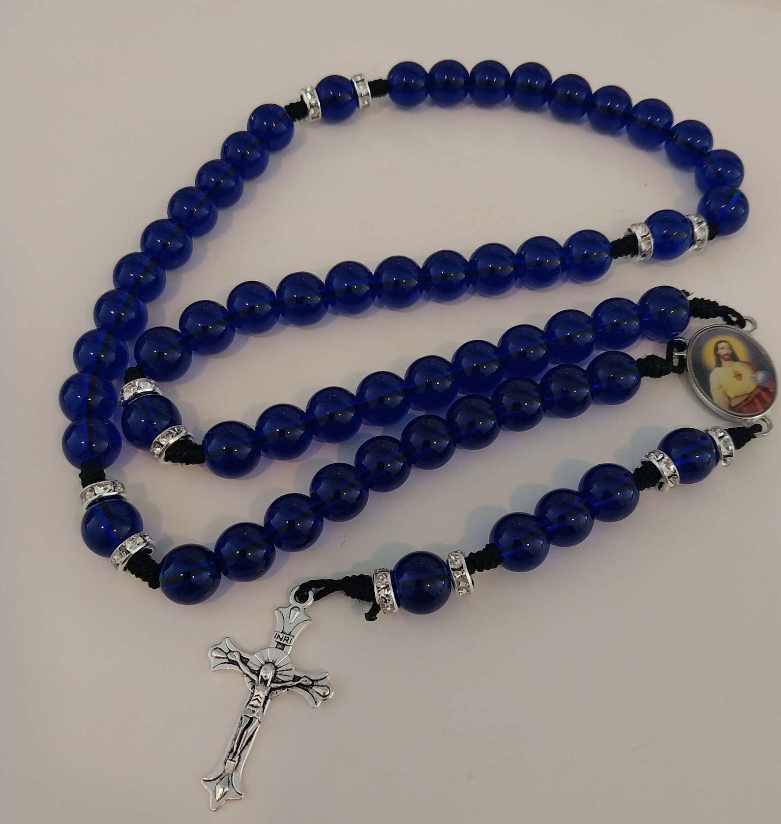 Blue Rosary Heart of Jesus Rosary - Etsy