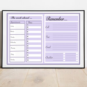 Weekly Planner Printable, Purple Weekly Planner A3 Size Digital ...