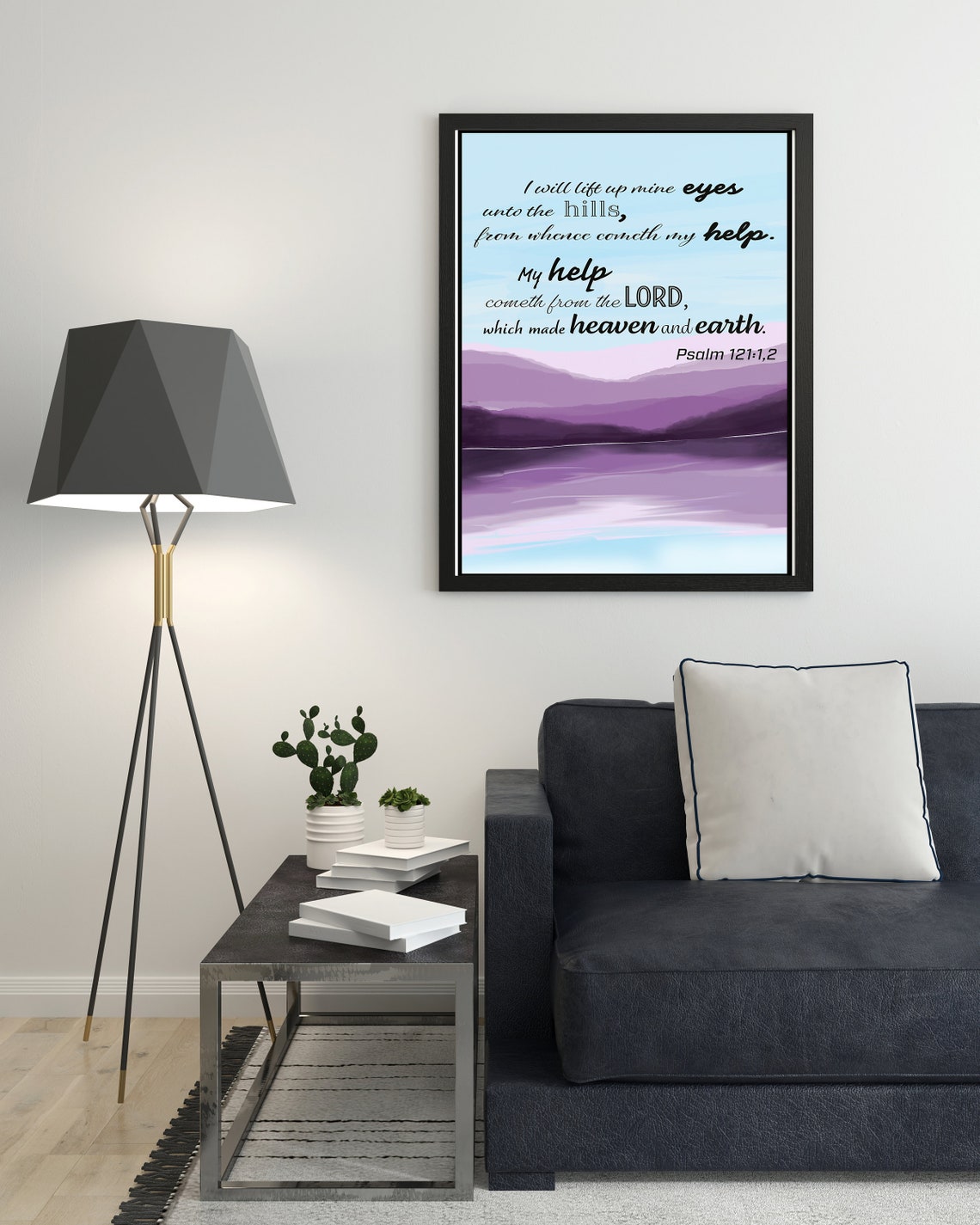 Large Christian Wall Art, Mountain Bible Verse Digital Art, I Will Lift ...