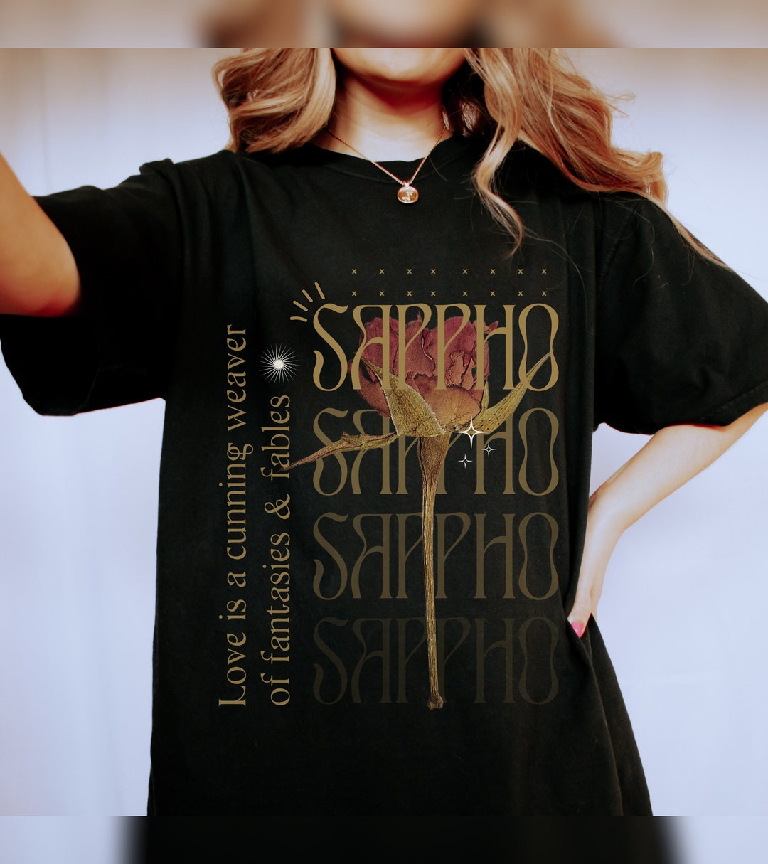 Sappho Poet Shirt Pressed Flower Shirt Sapphic Clothing Sapphic Shirt ...