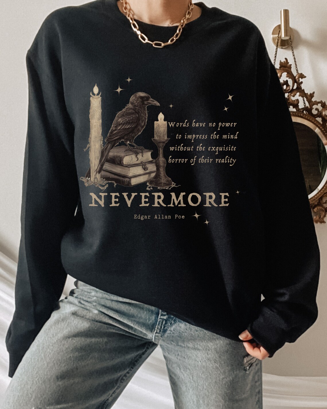 Edgar Allan Poe Poe Sweatshirt Raven Sweater Dark Academia Hoodie Dark ...