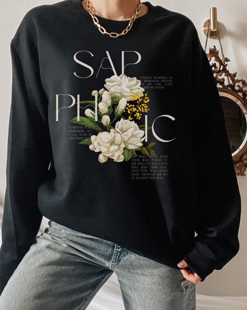 Sapphic Sweatshirt Sappho Pressed Flower Shirt Dark Academia Clothing ...
