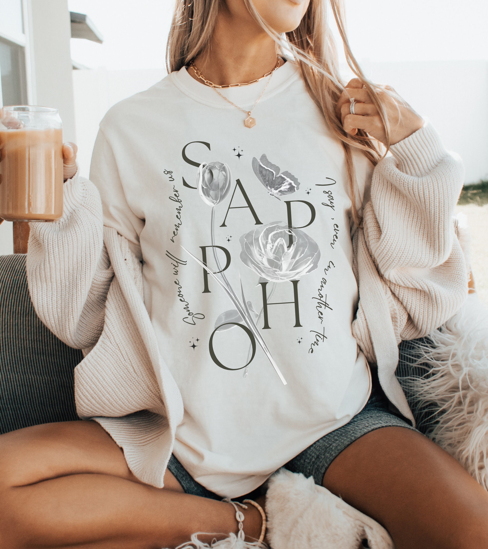 Sappho Pressed Flowers Poet Shirt Sapphic Clothing Sapphic Shirt ...