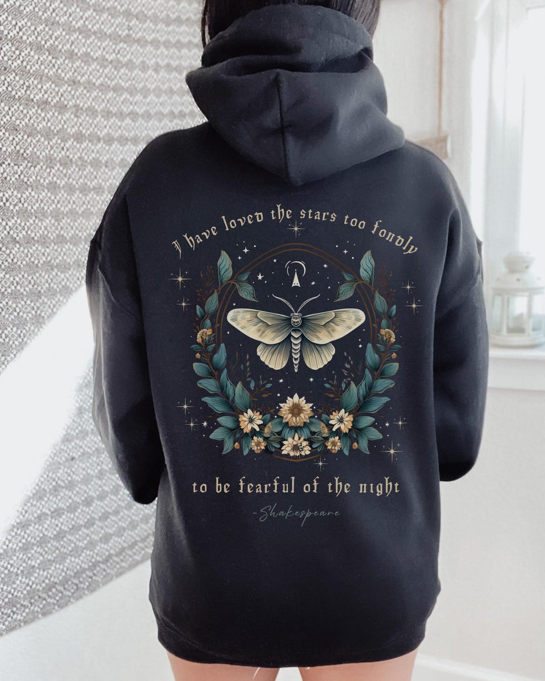 Shakespeare Moth Hoodie Shakespeare Shirt Poet Shirt Dark Academia ...