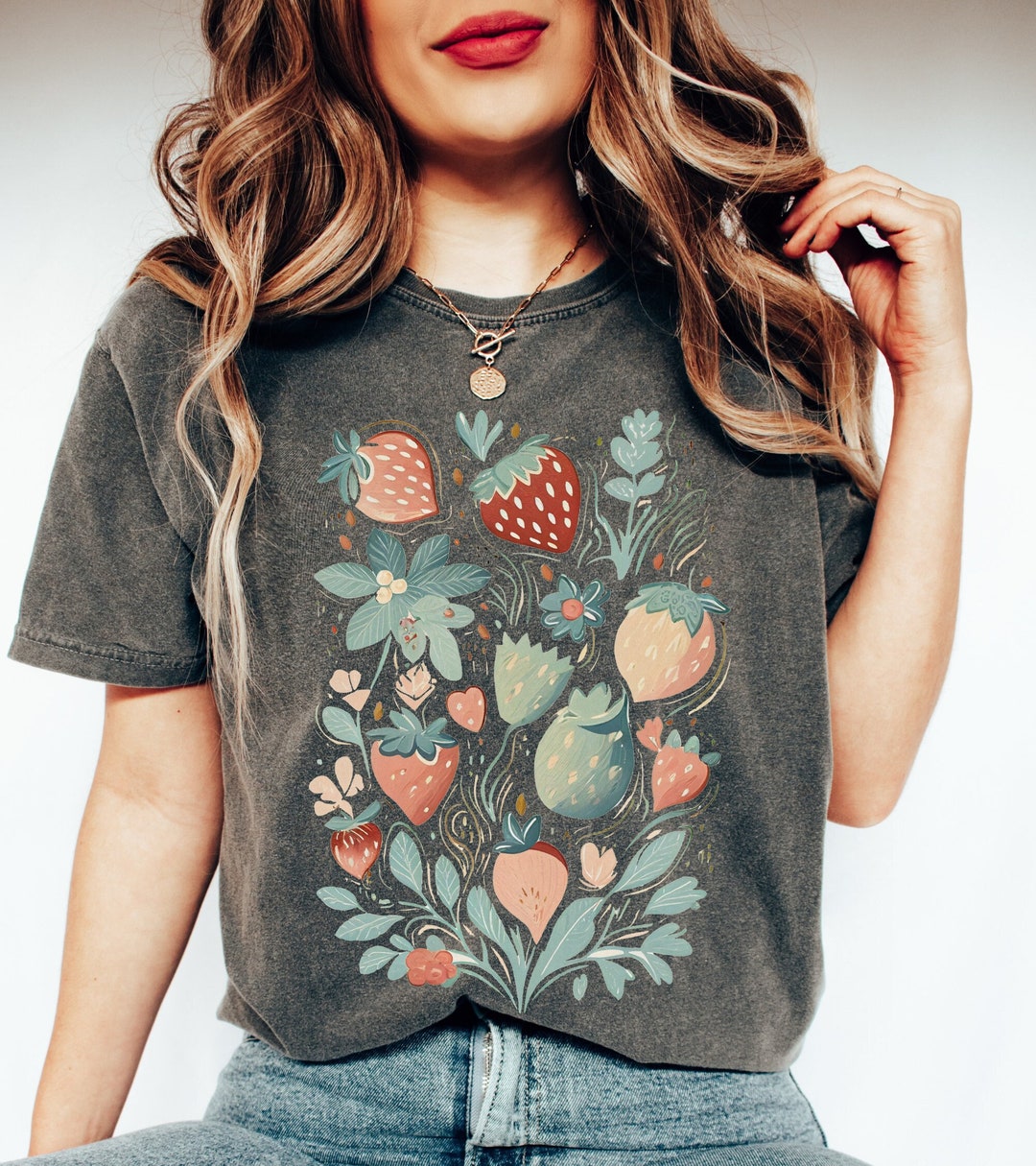 Camisa de fresa Camisa de fruta Camiseta de fresa Estampado de fresa ...