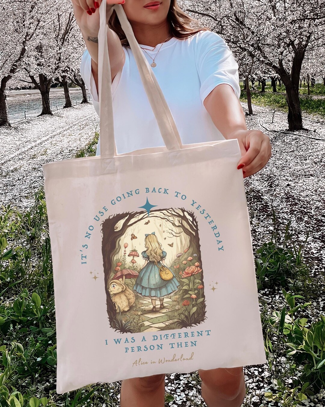 Vintage Alice Tote Bag Alice in Wonderland Tote Book Tote Bookish ...