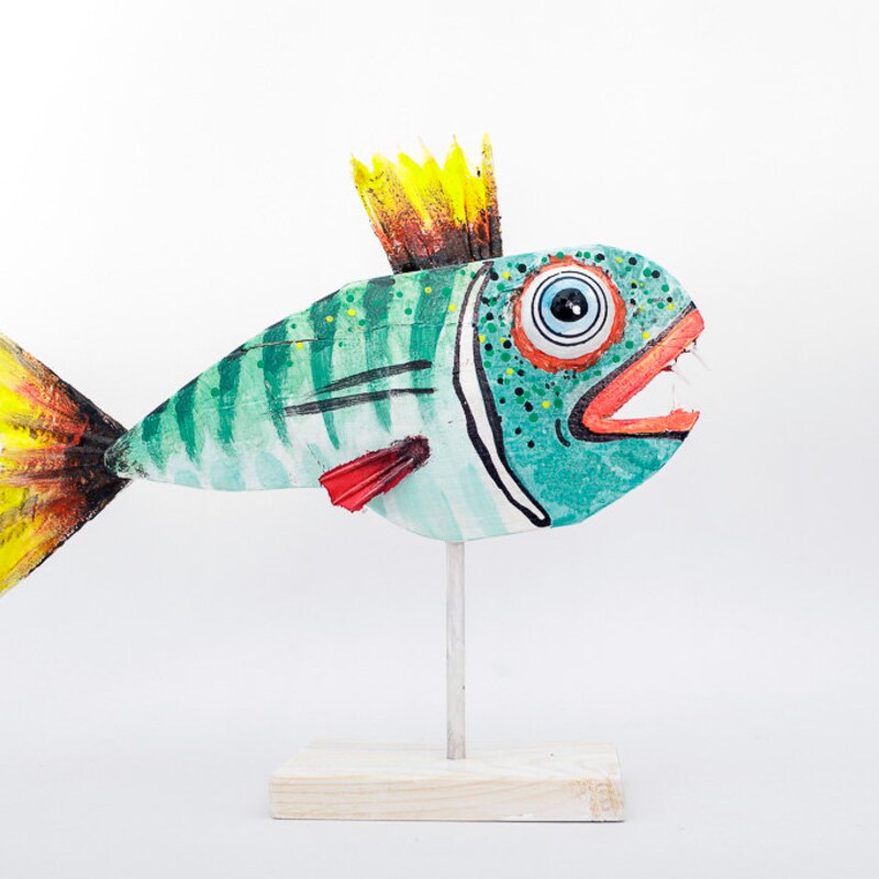 Painted Wooden Fish - Etsy