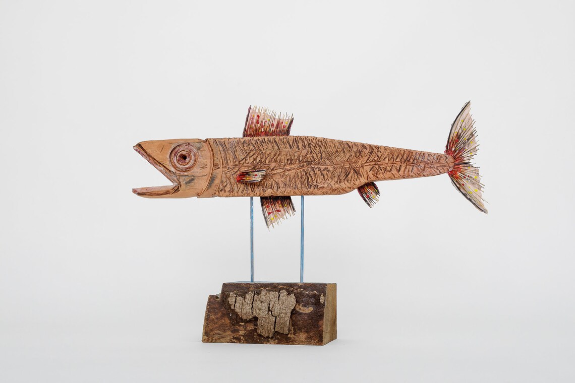 Wood Fish Sculpture, Driftwood Beach Decor, Fish Sculpture as Reclaimed ...