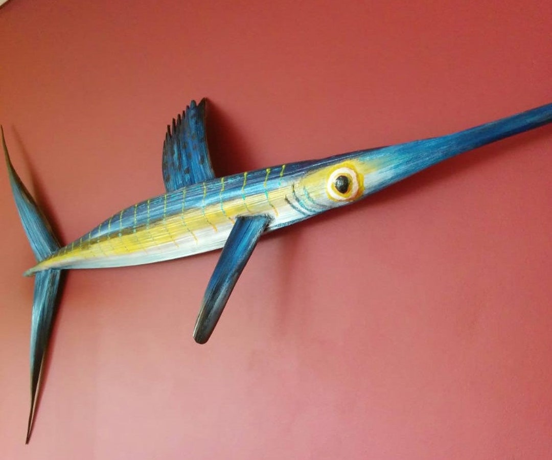 Big Wall Hanging Fish for Beach Houses, Carved Large Woodcut Fish ...